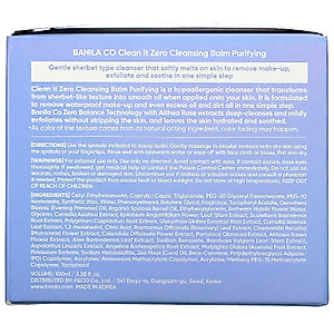 BANILA CO Clean It Zero Purifying Cleansing Balm Makeup Remover & Face Cleanser, Sensitive Skin, Balm to Oil, Double Cleanse, Acne, Breakouts, Redness