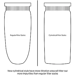 Reefsys 4 Inch Ring Cylindrical Nylon Filter Socks 200 Micron 4-Pack