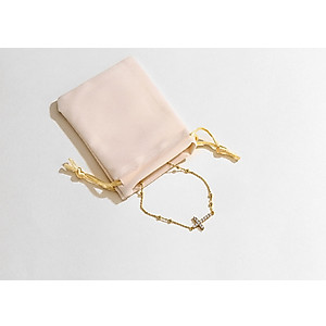 AKISSEYE Cross Bracelet for Women Girls CZ, 14K Gold Plated Sideways Cross Bracelet with Faith, Stainless Steel Religious Cross Bracelet Length Adjustable