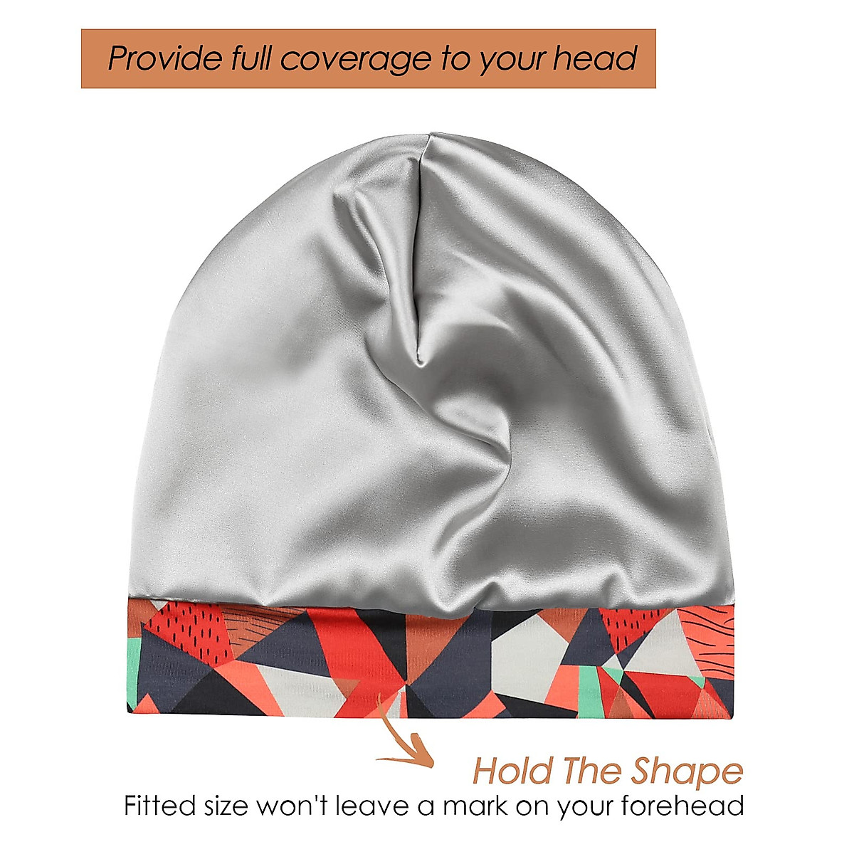 Satin Cap for Curly Hair Sleeping Silk Adjustable Red