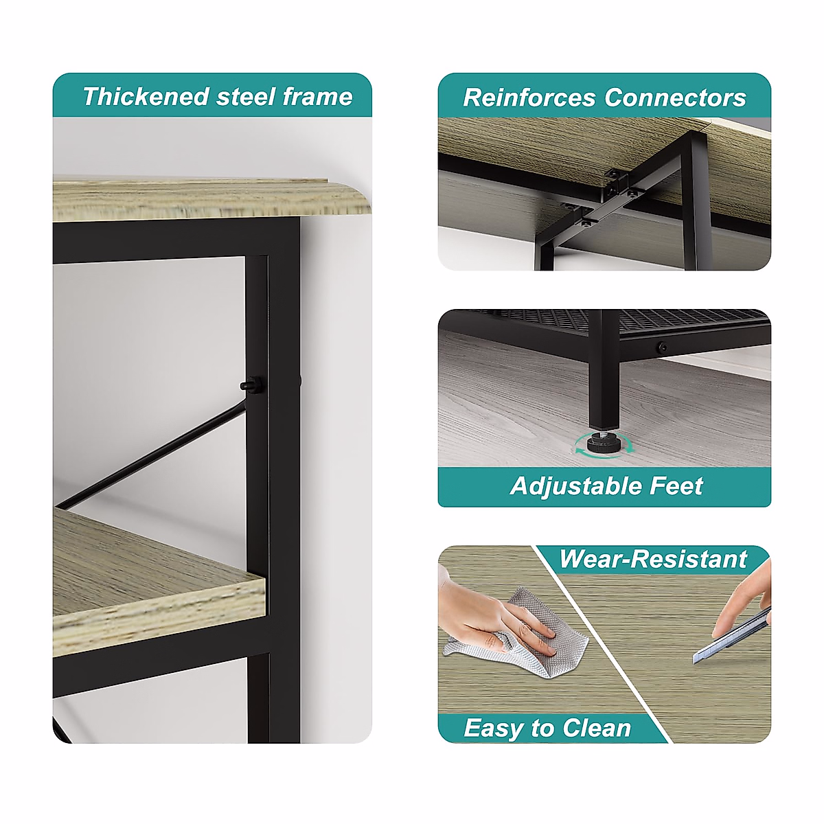 LAZEYARD TV Stand for 60 65 70 Inch TV, Long 63" Entertainment Center TV Console, TV Table with 3-Tier Open Storage Shelves, Industrial TV Cabinet with Metal Frame for Living Room