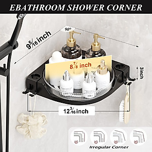 JNFUZ Corner Shower Caddy, Bathroom Wall 360° Rotating Shower Rack Adhesive Organizers Shelves Hanging Shelf for Inside Shower, No Drilling Lazy Susan Shower Storage for Bathroom, Dorm and Kitchen