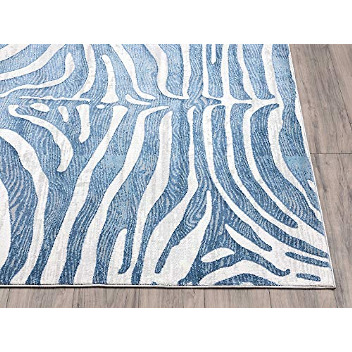 Abani Nova Collection Modern Blue & Grey Zebra Print 7'9" Xx 10'2" Area Rug Rugs Contemporary Style Animal Pattern Rug