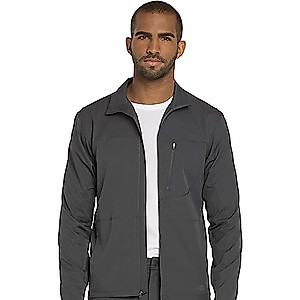 Dickies Dynamix Men Warm Up Scrubs Jacket Zip Front DK310, M, Pewter