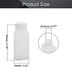 Bettomshin 10Pcs 100ml PE Plastic(Food Grade) Bottles, 19.5mmx95mm(IDxH) Lab Bottle Wide Mouth Sample Sealing Storage Container Screwcap White Translucent Square