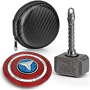 Transformable Fidget Spinner, Metal Hand Hammer Fidgit Toy for Kids Adults, Cool Shield Chain Fingertip Gyro Stress Relief Cube for Office, Stocking Stuffer Gifts for Christmas New Year 2 Pack