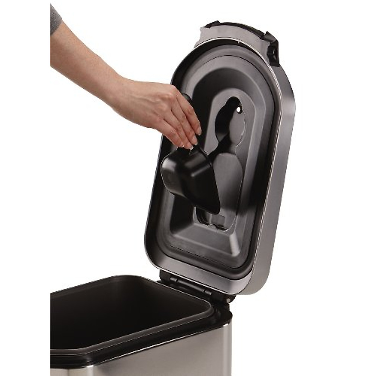 Simplehuman 35 Liter, 40 lb / 18.1 kg X-Large Pet Food Storage Container, Brushed Stainless Steel for Dog, Cat Food, and Bird Feed,Silver