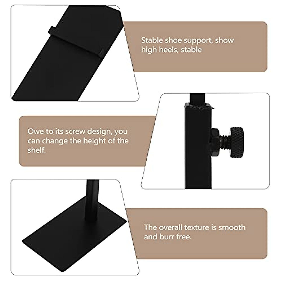 EXCEART 1 Pack Stainless Steel Shoe Display Stand, Adjustable Height Shoe Display Rack Holder Shoe Display Prop Rack Metal Shoe Display Shelf for Heel Shoe Riser Men Leather Shoe