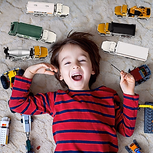 6 Packs Diecast Engineering Construction Transport Vehicles Truck Toys Set 1:50 Scale Pull Back Metal Model Car Garbage Truck Tanker Truck Delivery Truck Dump Truck Digger Truck Mixer Truck for Boys