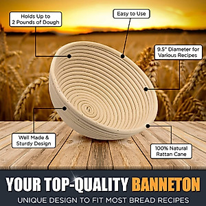 Sourdough Starter Kit - 8.5" Proofing Baskets for Sourdough Bread Baking Supplies 14 Bread Stencils for Sourdough Scraper Proofing Cloth for Bread Baking Gifts Proofing Basket Bread Making Kit