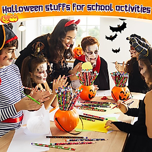 100 Pcs Halloween Pencil Assortment with Eraser, Colorful Wood Pencils in Halloween Design, Halloween Party Favors for Kids, Trick or Treat, Halloween Goodies Bags Filler, Game Prizes Classroom Reward
