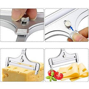 Poualss Stainless Steel Wire Cheese Slicer, Adjustable Thickness Cheese Cutter for Soft, Semi-Hard Cheeses Kitchen Cooking Tool