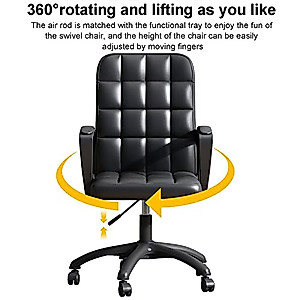 MDHP Executive Office Chair with Wheels, Pu Leather Task Chair Comfortable Height Adjustable Desk Chairs, Swivel High Back Computer Chair 330lbs Capacity(45x45x102cm(18x18x40in), Black)