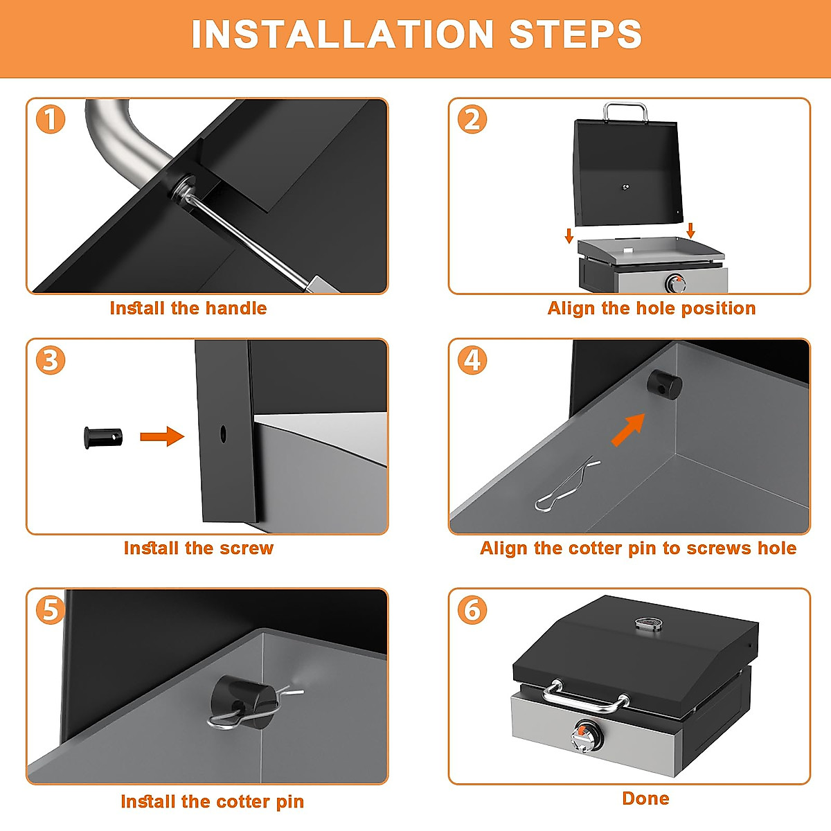 Griddle Lid for Blackstone 17 inch Griddle Hood 1832 Adventure Ready Tabletop Griddle w/handle, Accessories for Blackstone 1971 17" Griddle Hinged Lid, Updated Blackstone 17 inch Hard Cover