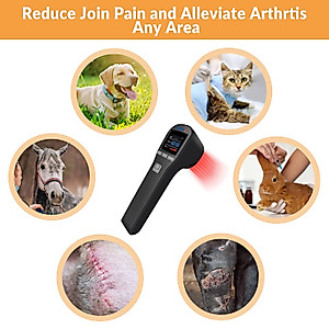 ZJKC Cold Laser Therapy Device for Muscle & Joint, 4x808nm+16x650nm, Pain Relief, Accelerate Healing, Home Light Therapy for Dogs, Cats, Horses and Animals(Black)