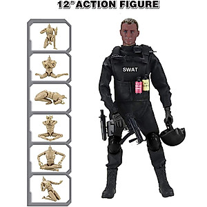 Liberty Imports 12-Inch Special Forces Military Action Figure Army Man Toy Soldier - 30 Articulation Points and 15 Weapons and Accessories (SWAT)
