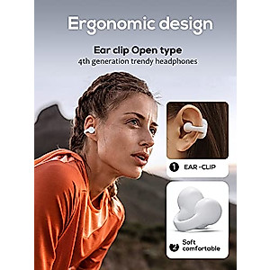 Micool Wireless Ear-Clip Headphones Bone Conduction Bluetooth 5.3, Open Ear Sport Clip on Earring Earbuds, Waterproof and Mini Earphones, HiFi Sound and Long Battery Life
