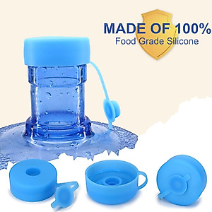Myvision Secure Cap for Water Dispenser 3-5 Gallon Water Jug Cap Reusable, Silicone Replacement Cap, Non Spill Bottle Caps for 2.16in/55mm Bottle Water Dispenser Caps (4)