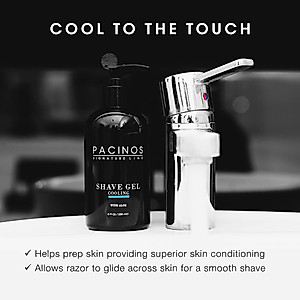 Pacinos Shave Gel - Cooling Gel with Aloe Vera - Moisturizing Mens Shaving Gel - 8 Fl. Oz