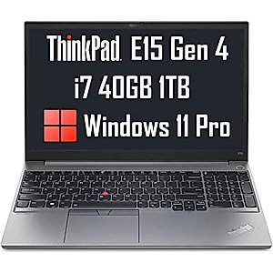 Lenovo ThinkPad E15 Gen 4 15.6" FHD (Intel 12th Gen i7-1255U, 40GB RAM, 1TB PCIe SSD, Full HD IPS) Business Laptop, Thunderbolt 4, HDMI, Type-C, Wi-Fi 6E, 1080p Webcam, Aluminium, Win 11 Pro -2023