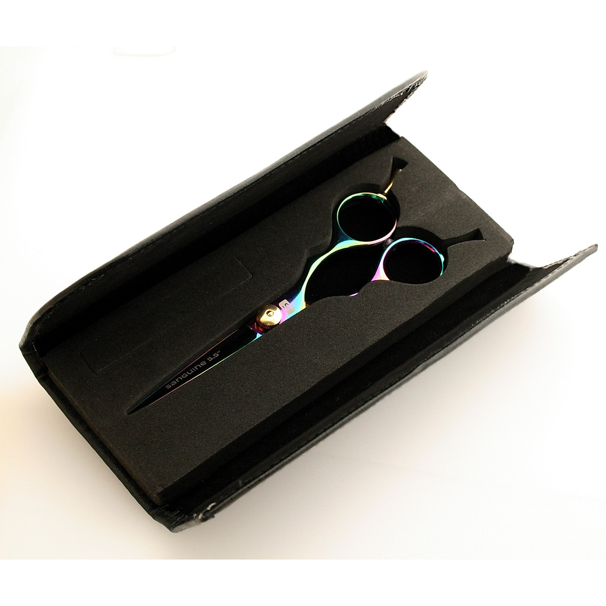Beard Trimming Scissors, Mustache Scissors, Titanium - 5.5" (14cm) + Presentation Case and Tip Protector