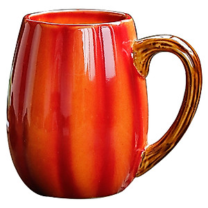 Artceramic Pumpkin Mugs, Ceramic Coffee Mugs and Tea Mug, Novelty Orange Ceramic Pumpkin Shaped Cup, Halloween, Thanksgiving, Christmas, Birthday Gifts,1PC