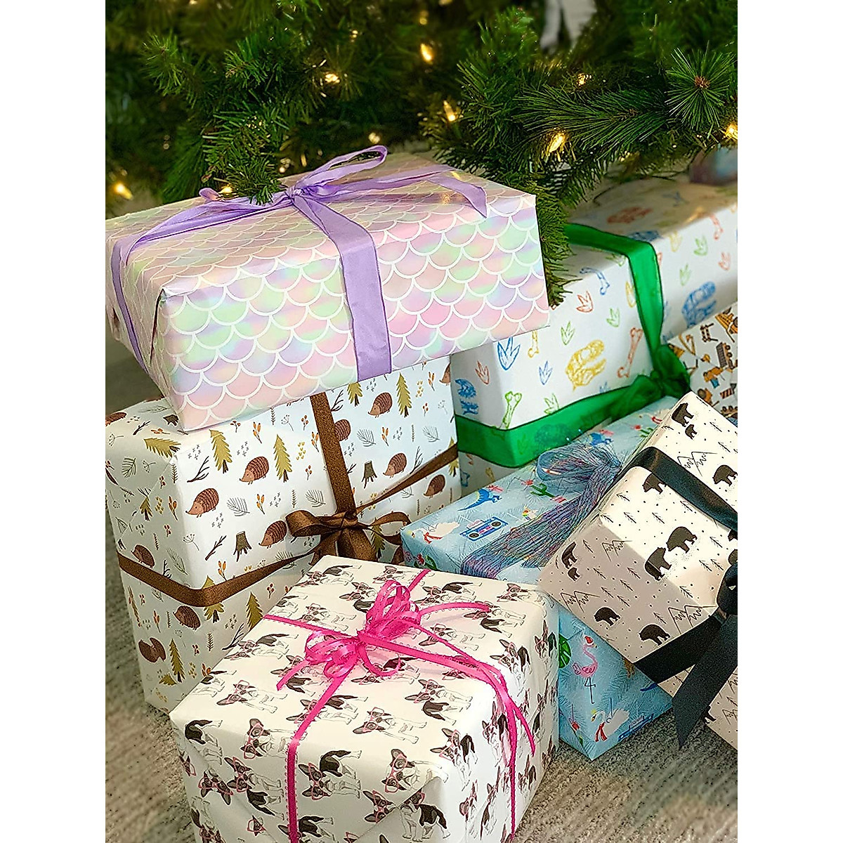 Stesha Party Frenchie Puppy Dog Gift Wrapping Paper - Folded Flat 30 x 20 Inch (3 Sheets)