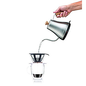 Bodum Pour Over Coffee Dripper Set With Double Wall Mug and Permanent Filter, 12 Ounce, Clear