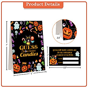 FaCraft Halloween Guess How Many Candies Games,36pcs Candies Guessing Game Cards Halloween Party Game for Kids Adults Halloween Guessing Candy Jar Card Ticket Birthday Halloween Party Favor Supplies