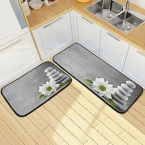 Zen Concepts Kitchen Mat Set of 2 Anti-Fatigue Kitchen Rug Set Non Slip Foam Cushioned Kitchen Runner Rugs and Mats Comfort Standing Mat for Office Laundry Home Decor