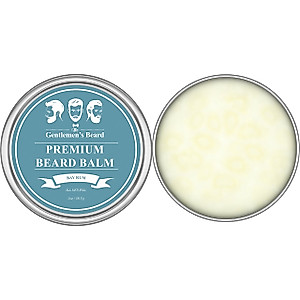 The Gentlemen's Beard Premium Bay Rum Beard Balm - Leave-in Conditioner & Softener - All Natural - Styles, Strengthens, Thickens & Softens Promoting Healthier Beard & Mustache Growth