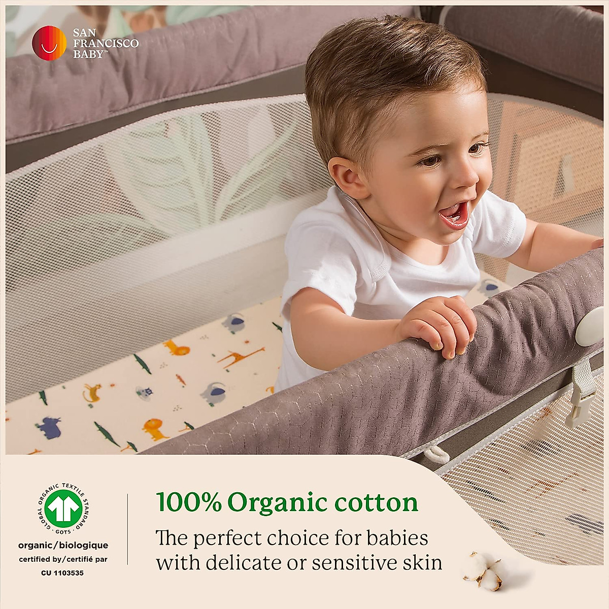 Ultra-Soft 100% Organic Cotton Mini Crib Sheet - Premium Pack n Play Sheet | Breathable & Stretchy Fit | Universal Size for Standard Mini Crib Mattress - Baby Boy and Girl Delight