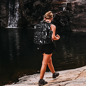 LHI Tactical Military Backpack for Men and Women 25L Army Assault Pack Bag Large Rucksack with Molle System - Black Lightning