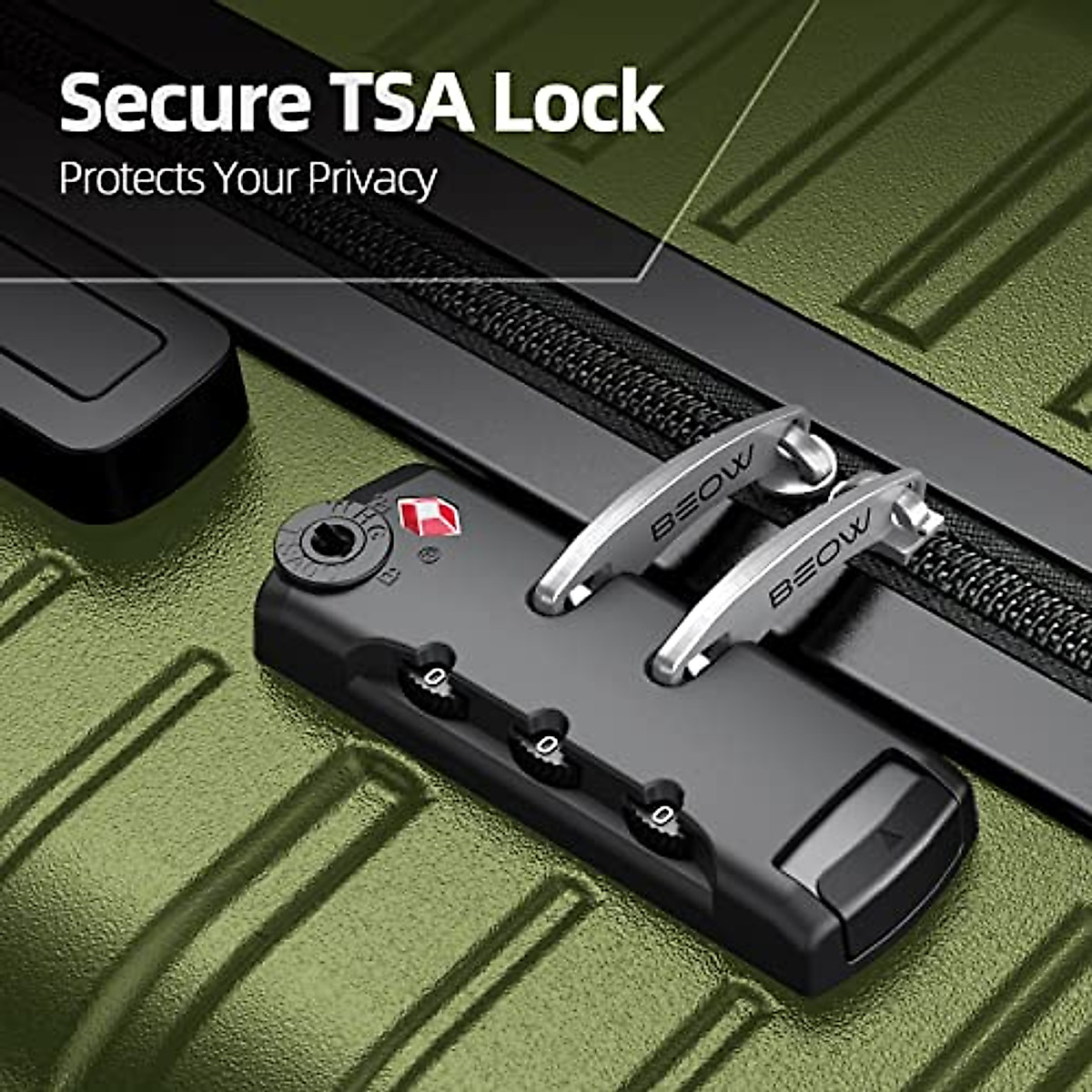 BEOW Luggage Sets 4-Piece (16/20/24/28)" Expandable Suitcases with Wheels PC+ABS Durable Hardside Luggage Clearance OliveGreen