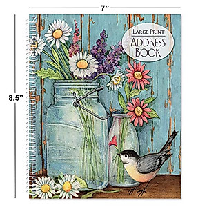 Large Print Jar Address Book by Susan Winget - Large Print Address Book, 56 Pages, Big 7 inch by 8-1/2 inch, Spiral-Bound, Easy Reading Legible Print Forms