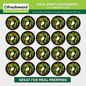 Freshware Meal Prep Containers with lids [30 Pack] Food Storage Containers, Bento Box, BPA-Free, Stackable, Microwave, Dishwasher, Freezer Safe, 28 oz
