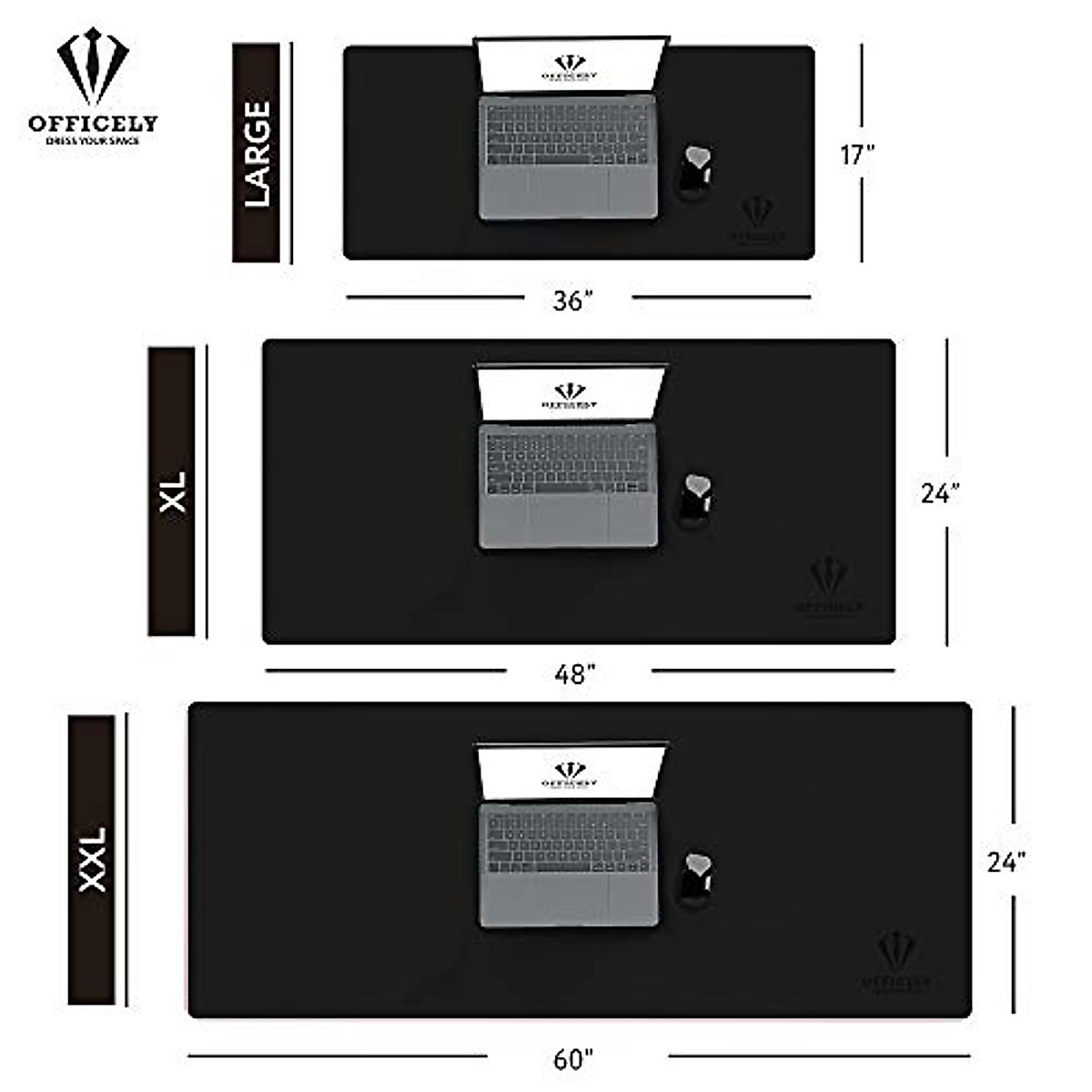 Large Leather Desk Mats for Keyboard and Mouse Pad, Anti-Skid Backing with Heat Resistant and Waterproof Surface, Responsive Desktop for Gaming, Writing, or Home Office Work (Black, 17X36)