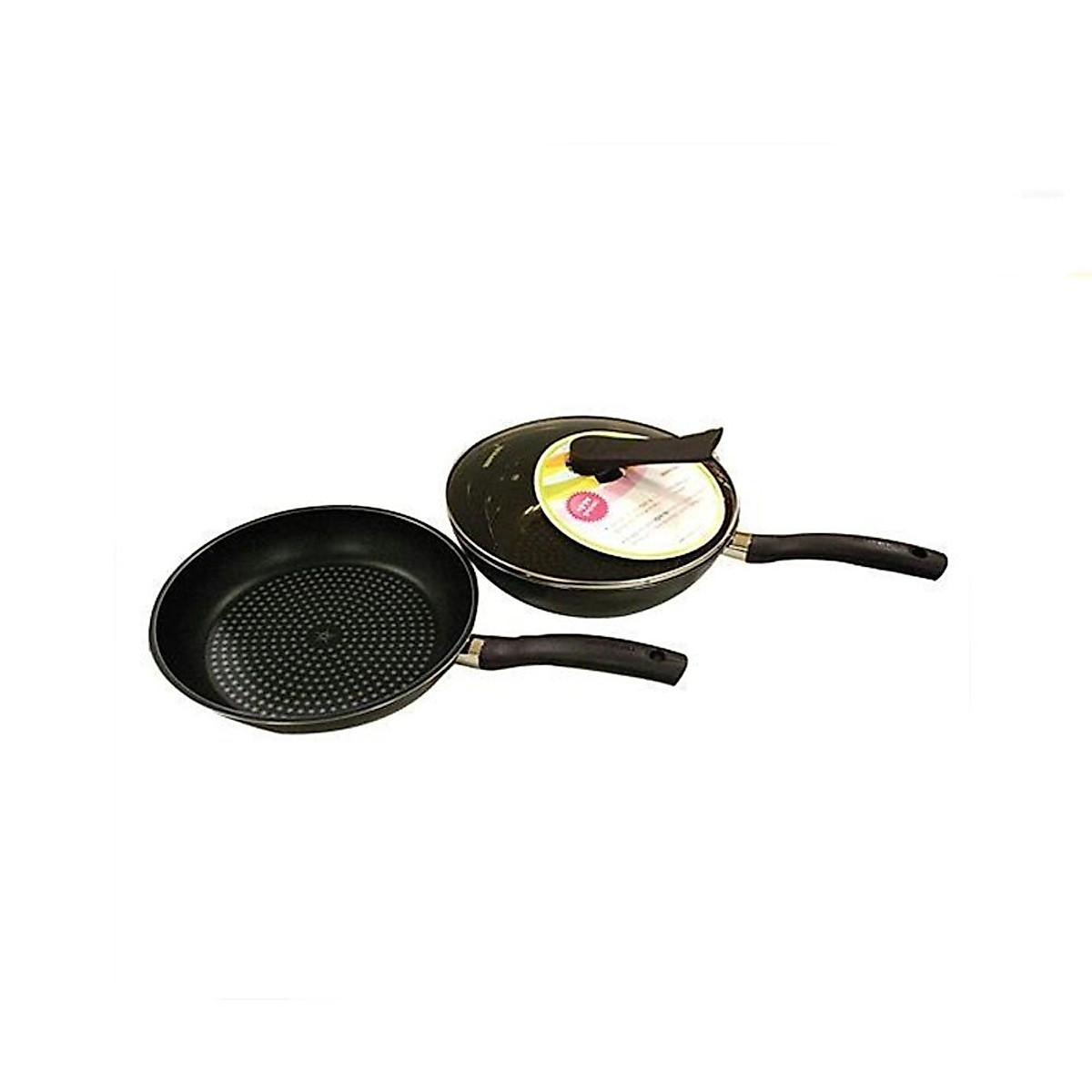 Happycall 5 Layer Diamond Nonstick Pan and Wok 3-piece Set, 11inch, PFOA-Free, Cookware Set, Dark Brown