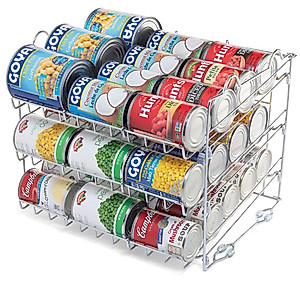 Sagler Stackable Pantry Can Organizer - 3-Tier Soda Can Organizer - Multifunctional Chrome-Finish Can Rack Organizer for Up to 36 Cans - For Pantry, Kitchen Cabinet, Countertop, Under Sink - 17x13x13