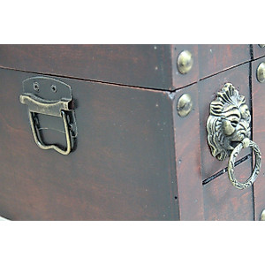 Antique Wooden Pirate Chest with Lion Rings