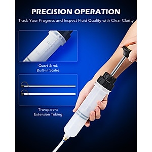 Orion Motor Tech 200mL Manual Fluid Extractor and Filler, Syringe Style Pump for Power Steering Transmission Gear Oil & Brake Fluid Changes, Hand Vacuum Pump for ATV Boat Automotive Fluid Extraction