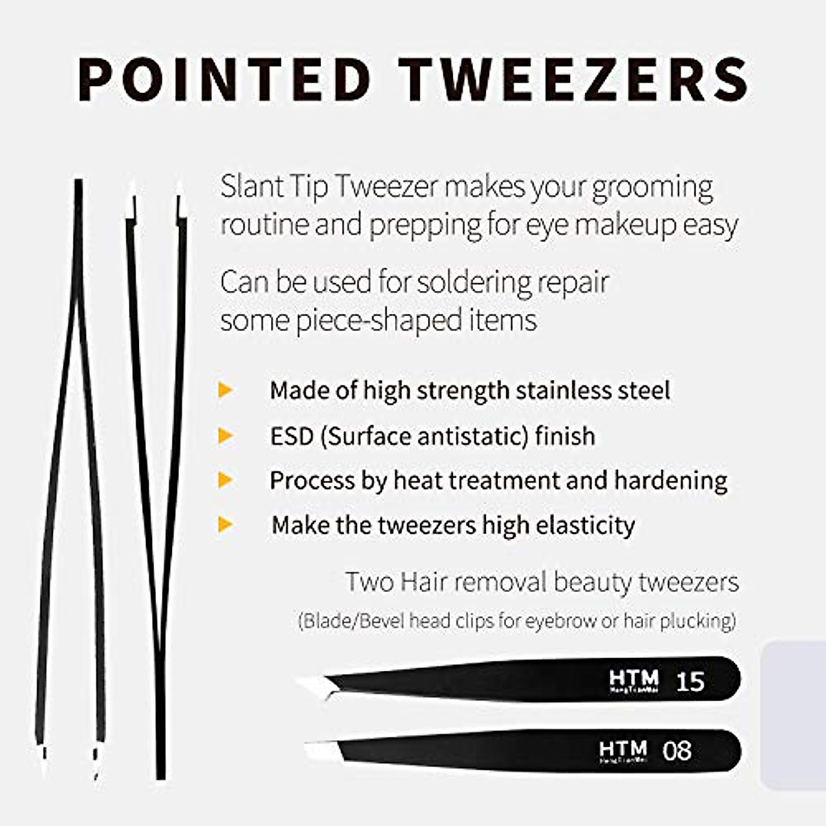13 Pcs Sharp Precision Tweezers Set,Anti-Static Stainless Steel Esd Tweezers Kit For Craft, Jewelry, Electronics Repair, Soldering & Laboratory Work.And Used for Beauty Etc