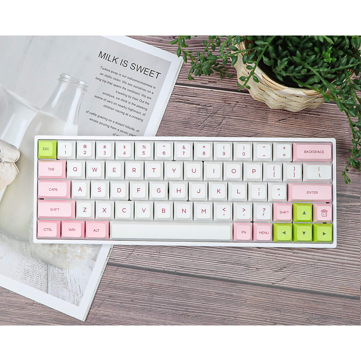 EPOMAKER SK64S Hot Swappable Bluetooth 5.1 Wireless/Wired Mechanical Keyboard with RGB Backlit, PBT Keycaps for Win/Mac/Gaming (Gateron Optical Red, Pink White)