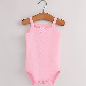 Blueleyu Baby Girls Spaghetti Strap Bodysuit SleevelessTank Top Cotton Baby One-Pieces Pack of Baby Summer Clothes (2-3T)