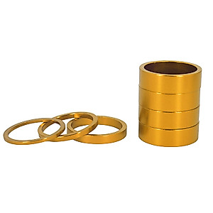 PLATT Bike Headset Spacer Aluminium Alloy Bicycle Stem Headset Spacers Fit 1 1/8-Inch Stem for MTB BMX Road Bikes 2/3/5/10mm(Gold 7PCS)