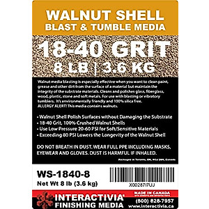8 lbs or 3.6 kg Ground Walnut Shell Media 18-40 Grit - Fine Walnut Shells for Tumbling, Vibratory Or Blasting