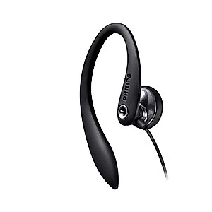 Philips SHS3305BK Wired Flexible Earhook Headphones with Mic, Black