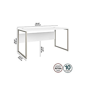 Bush Business Furniture Hybrid Computer Table Desk with Metal Legs, 60W x 30D, White