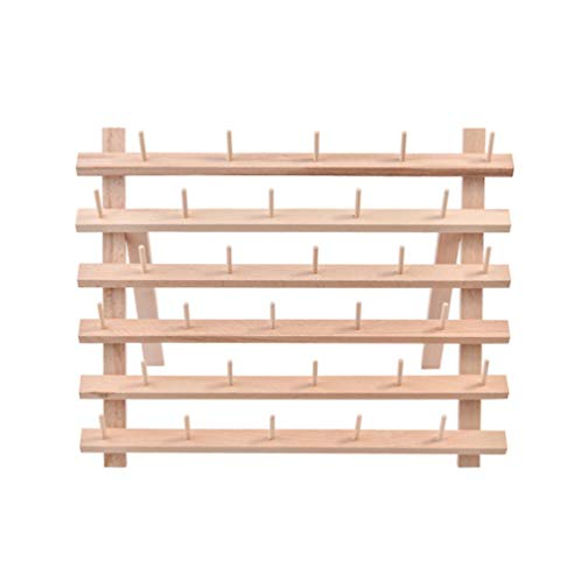 Exceart Thread Storage Rack 30 Spool Cone Foldable Wood Thread Rack Stand Embroidery Machine Holds DIY Bobbin Thread Organizer for Embroidery Craft Sewing Thread Stand Holder