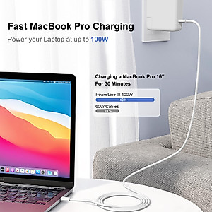 Hzevn Genuine 100w Extra Long USB C to USB C Cable for Apple MacBook Pro/Air Charger,6Ft+10 Ft 20v 5a Supper Fast USB c Charging Cable for iPhone 16/15 Pro Max iPad Pro 12.9 11 inch (MFi Certified)